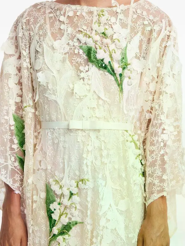 LEO LIN Willow Floral-embroidered Maxi Dress