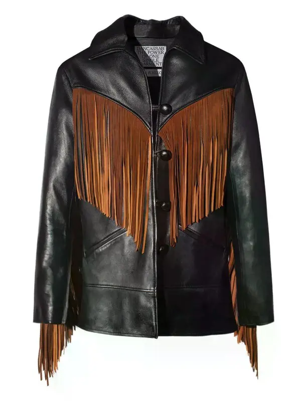 DANCASSAB Dottie Fringe-trim Leather Jacket
