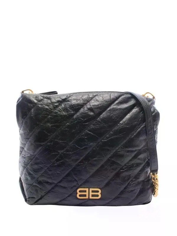 Balenciaga 2010-2026 Medium Quilted Calfskin Crush Crossbody Bag - Black