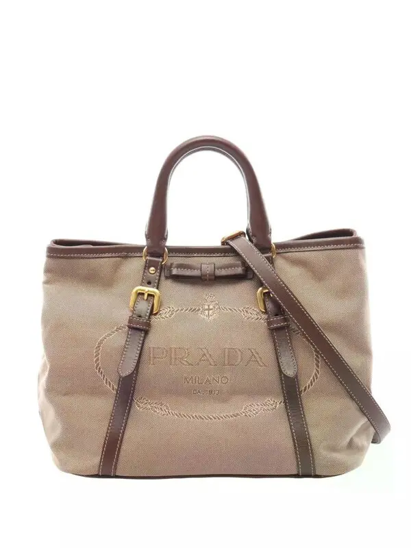 Prada 2013-2026 Canvas Canapa Logo Bow Satchel