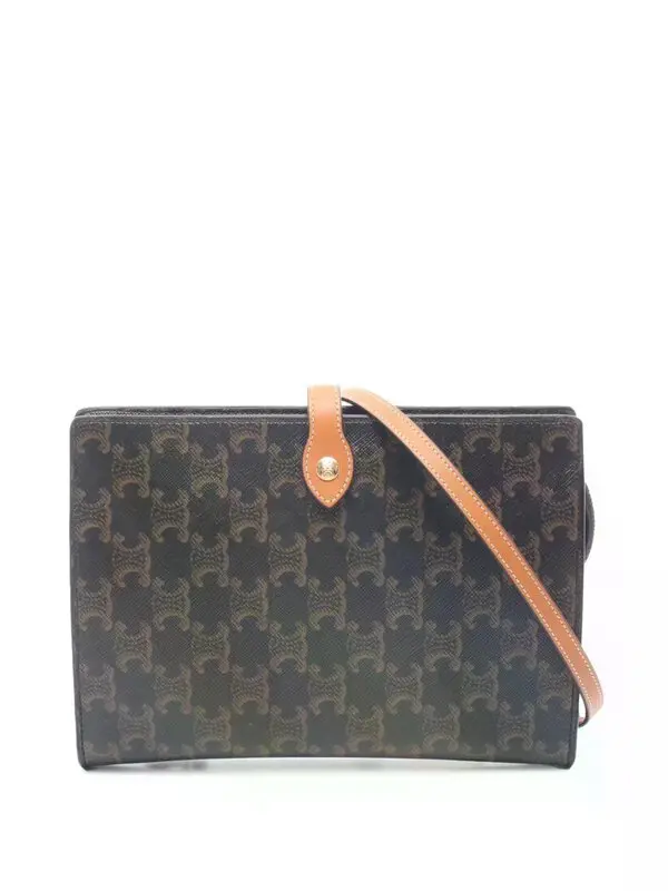 Celine 2015-2026 Small Triomphe Coated Canvas Notebook Crossbody Bag - Black
