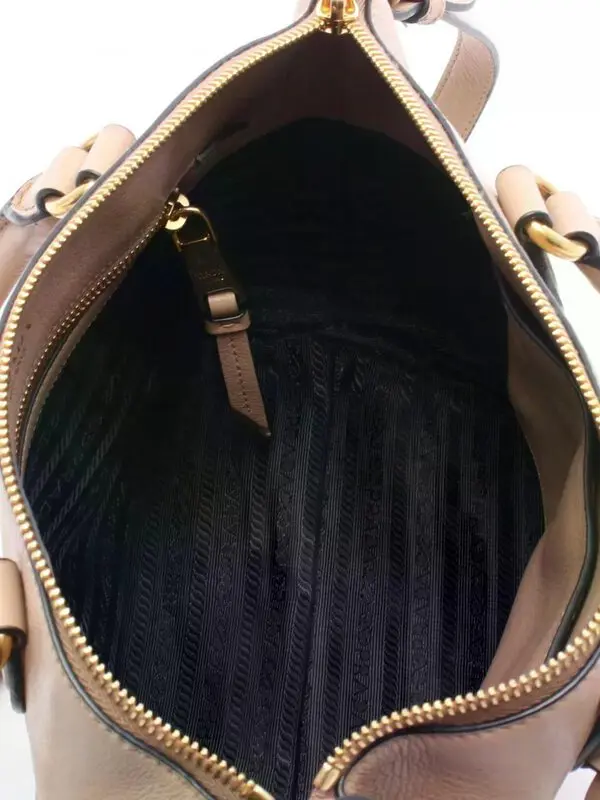 Prada 2013-2026 Small Embossed Glace Calf Logo Convertible Satchel