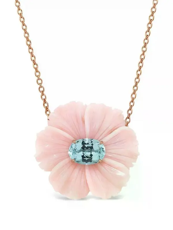 Irene Neuwirth Tropical Flower Aquamarine And Opal Necklace - Pink