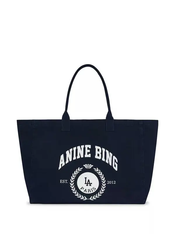 ANINE BING Cotton Canvas Collegiate Tote Bag