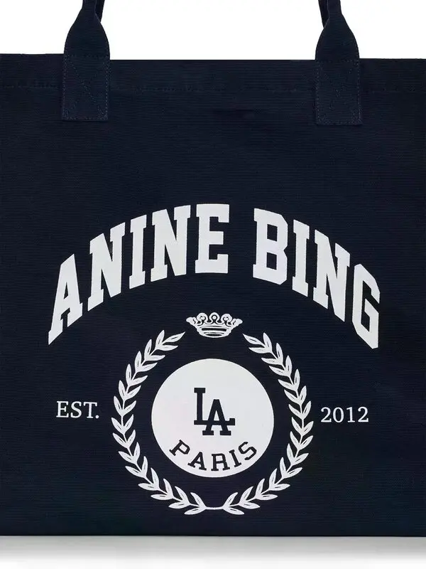 ANINE BING Cotton Canvas Collegiate Tote Bag