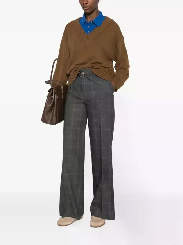 Sandro Colton Checked Wide-leg Trousers