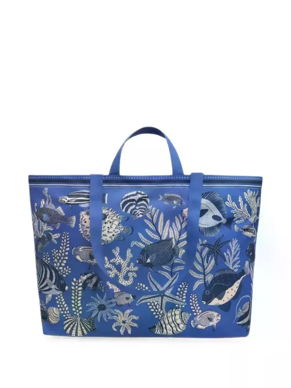 INOUI EDITIONS Neptune Fish Print Large Tote Bag - Blue