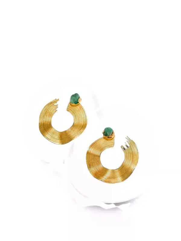 FENOMENA Aretes Opened Emerald Maxi Waves Earrings