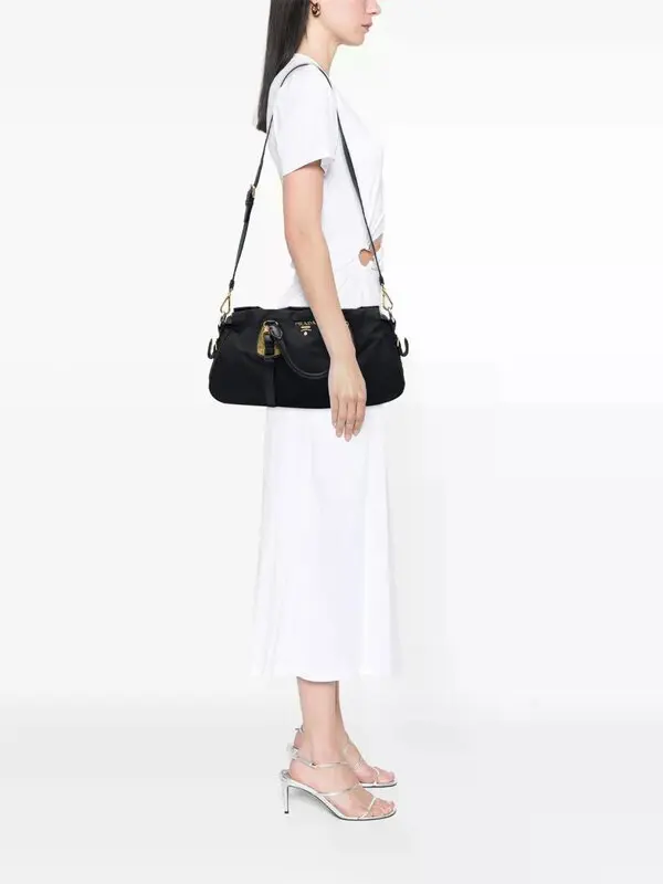 Prada 2010-2026 Soft Calf Trimmed Tessuto Satchel