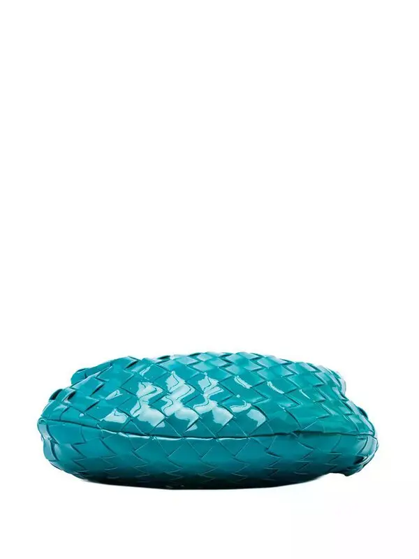 Bottega Veneta Mini Patent Intrecciato Jodie Hobo Bag - Blue