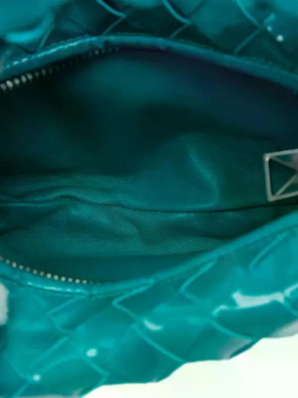 Bottega Veneta Mini Patent Intrecciato Jodie Hobo Bag - Blue