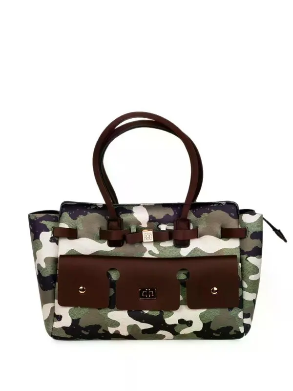 Save My Bag Camouflage-print Bow-detail Tote Bag - Green