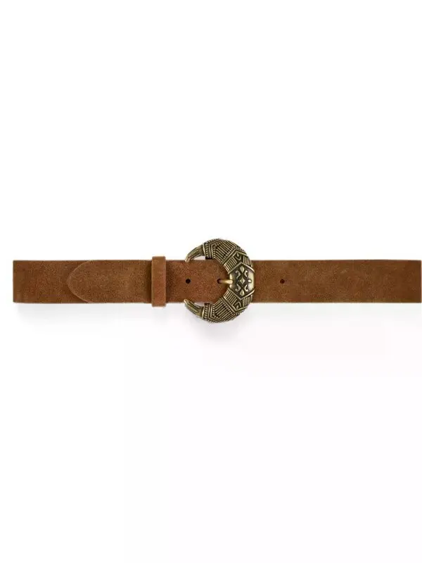 Ba&sh Engraved-buckle Suede Belt