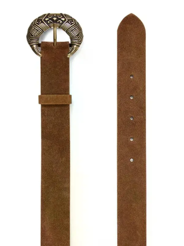 Ba&sh Engraved-buckle Suede Belt