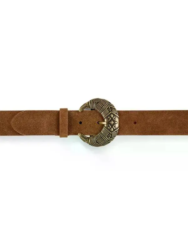 Ba&sh Engraved-buckle Suede Belt
