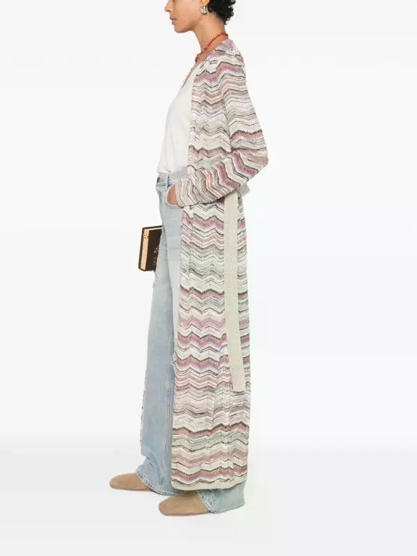 Missoni Zigzag-knit Belted Cardigan - Neutrals