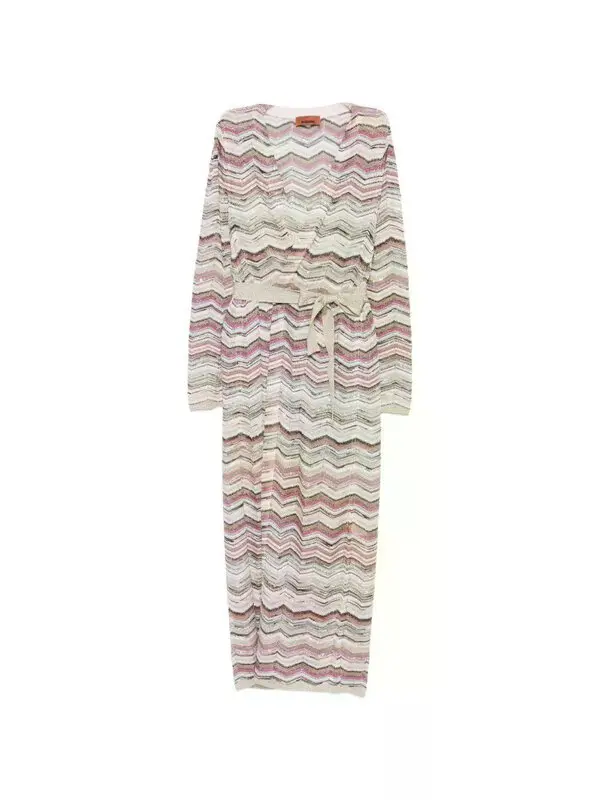 Missoni Zigzag-knit Belted Cardigan - Neutrals