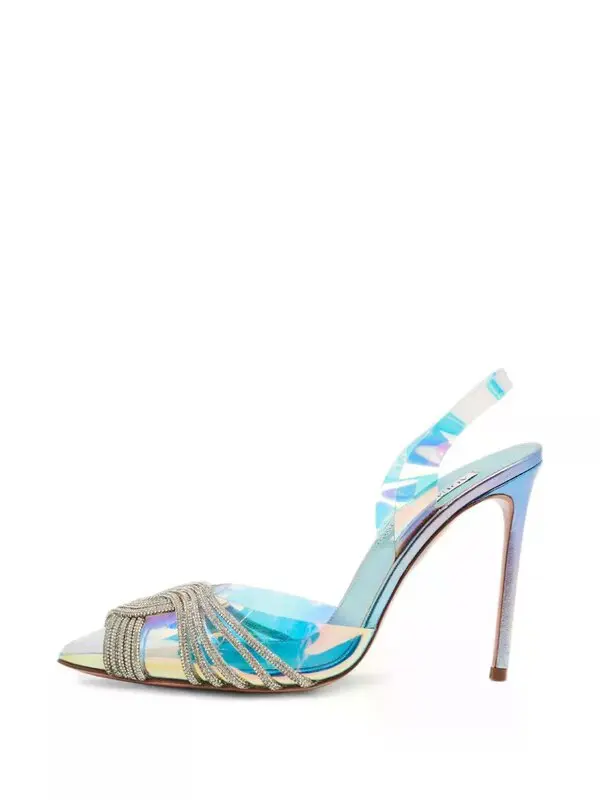 AQUAZZURA Gatsby Crystal-embellished Slingback Pumps - Blue