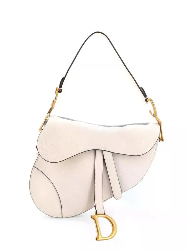 Dior Saddle Handbag Leather Medium Shoulder Bag - White