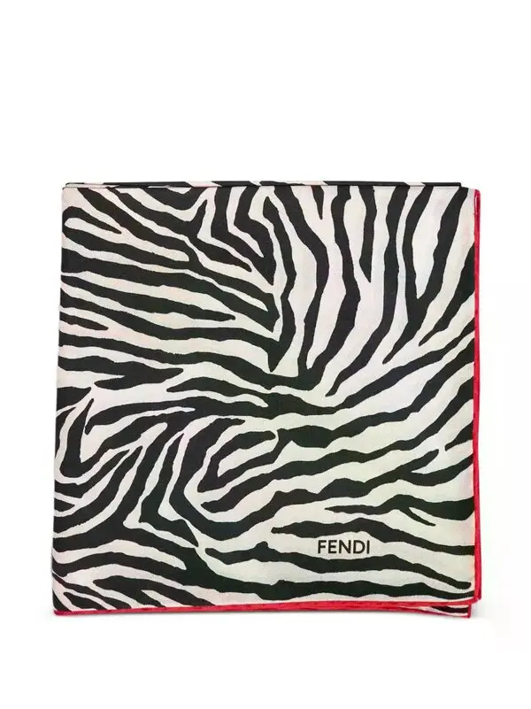 Fendi Silk Foulard With Tiger Animalier-print - Neutrals