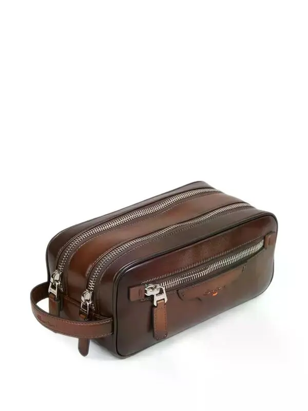 Santoni Grained Leather Toiletry Bag
