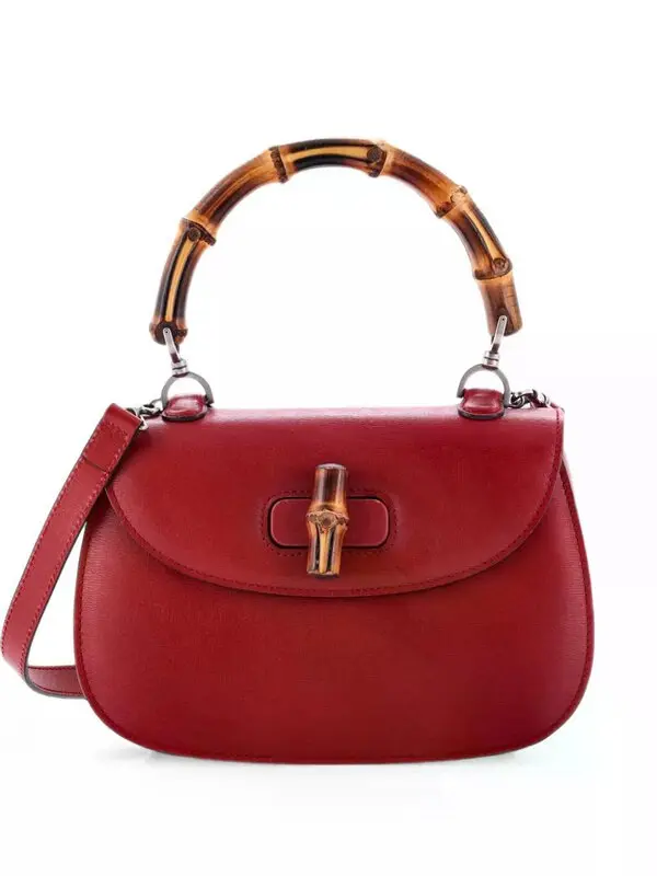 Gucci Bamboo 1947 Top Handle Bag Leather Satchel - Red