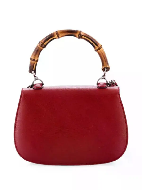 Gucci Bamboo 1947 Top Handle Bag Leather Satchel - Red