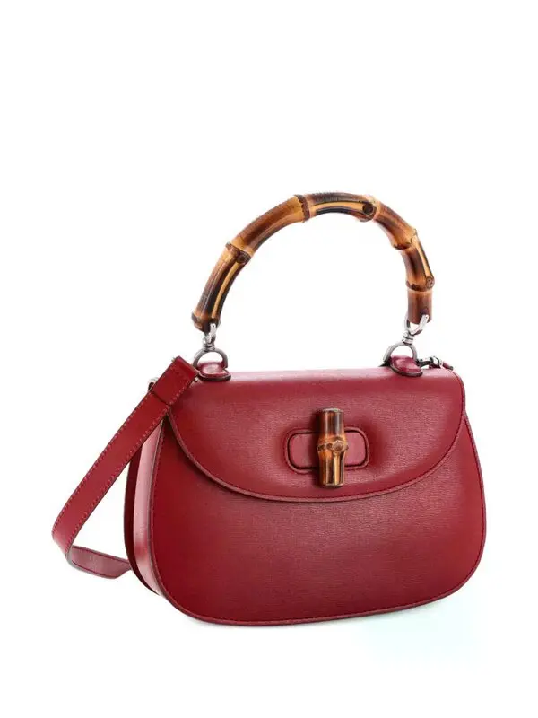 Gucci Bamboo 1947 Top Handle Bag Leather Satchel - Red
