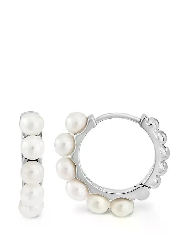 DOWER & HALL Timeless Pearl Huggie Earrings - Silver
