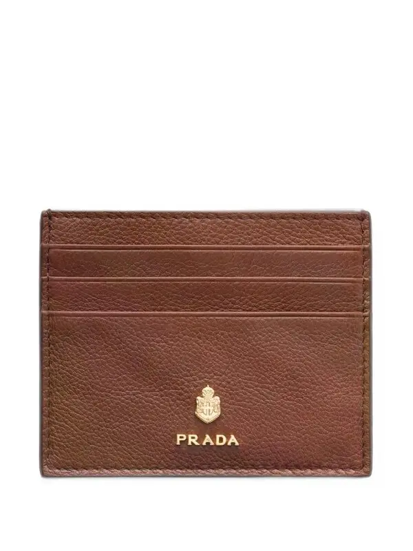 Prada Leather Card Holder - Brown