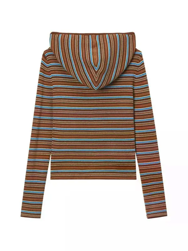 CHOCOOLATE Striped Ribbed-knit Hoodie - Brown