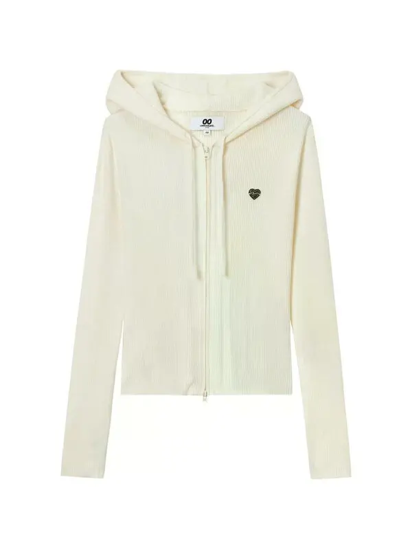 CHOCOOLATE Ribbed-knit Zip-up Hoodie - Neutrals