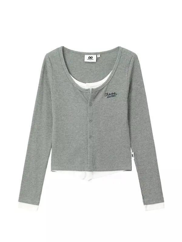 CHOCOOLATE Layered-effect Ribbed-knit Top