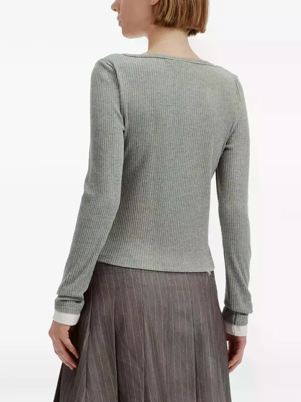 CHOCOOLATE Layered-effect Ribbed-knit Top