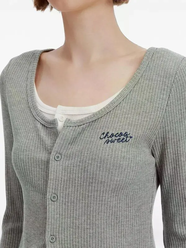 CHOCOOLATE Layered-effect Ribbed-knit Top