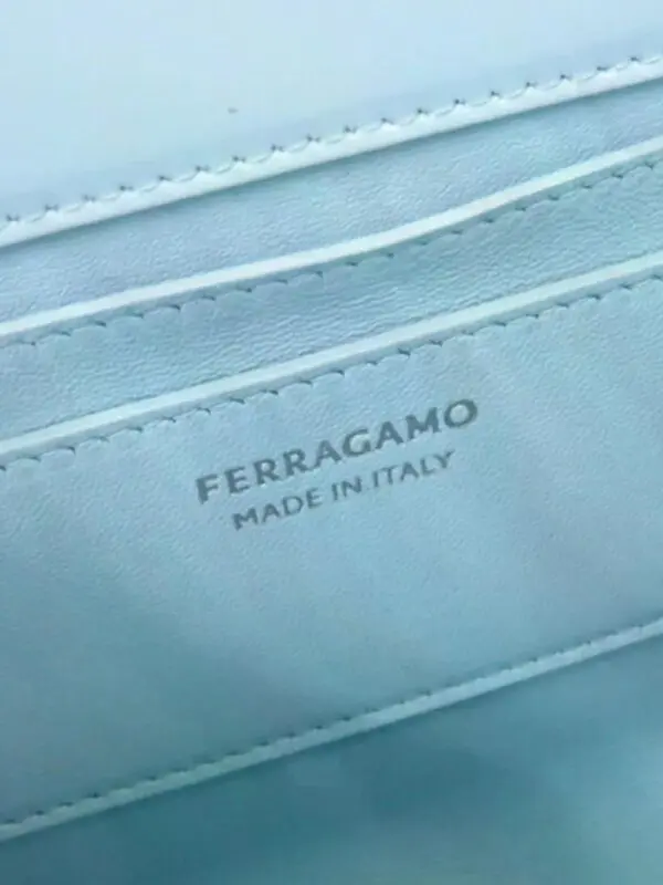 FERRAGAMO Mini Brushed Calfskin Wanda Top Handle Bag Satchel - Blue