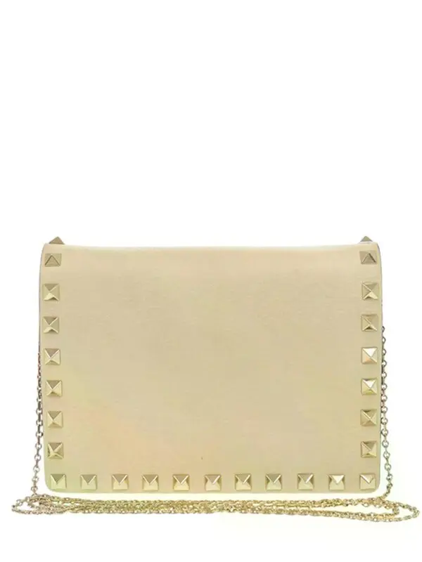 Valentino Garavani 2000-2017 Leather Rockstud Chain Pouch Crossbody Bag - Neutrals