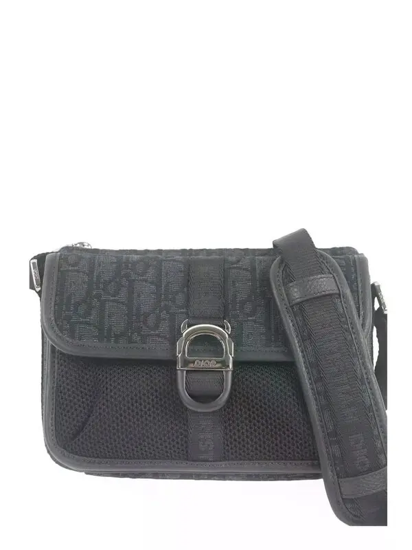 Dior 2022 Mini Oblique Jacquard And Mesh 8 Messenger Bag Crossbody Bag - Black