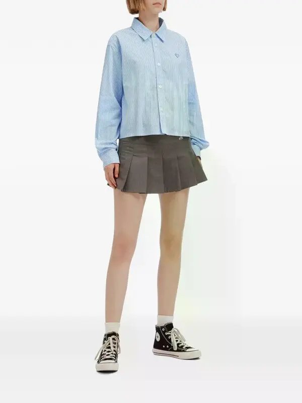CHOCOOLATE Striped Heart-patch Shirt