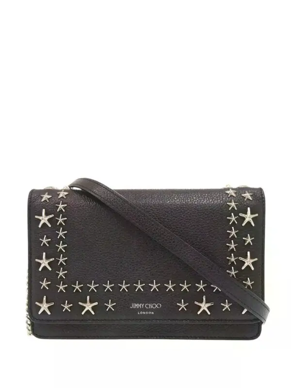 JIMMY CHOO 2000-2026 Star Studded Leather Crossbody Bag - Black