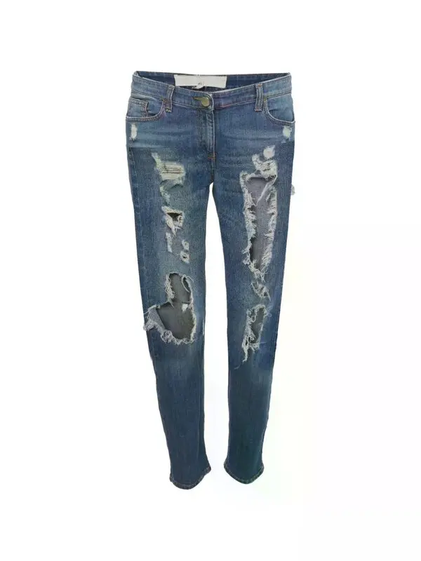 Elisabetta Franchi Distressed Straight-leg Jeans - Blue