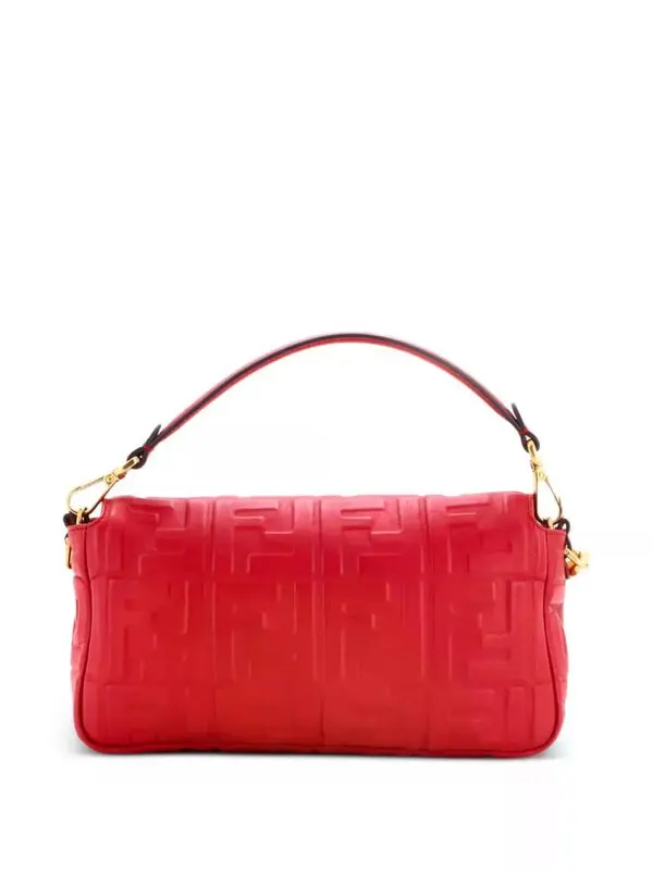 Fendi Baguette Nm Bag Zucca Embossed Leather Medium Crossbody Bag