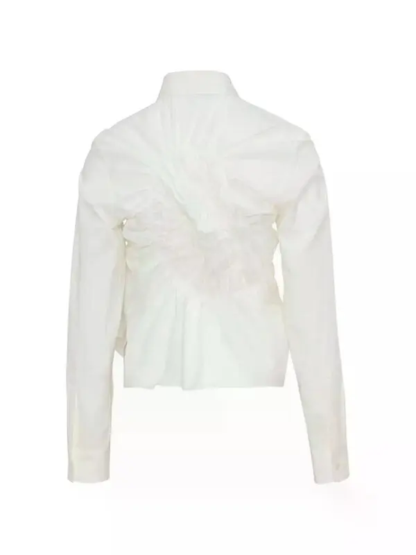 Y’s Gathered Asymmetric-hem Blouse - White