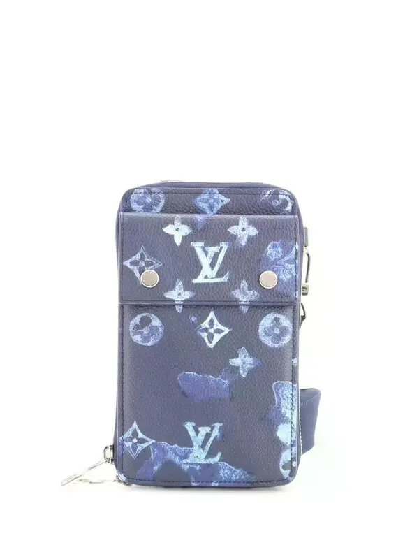 LOUIS VUITTON Phone Pouch Limited Edition Monogram Ink Watercolor Leather Crossbody Bag - Blue