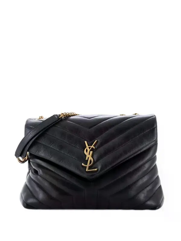 Saint Laurent Loulou Matelasse Chevron Leather Medium Shoulder Bag - Black