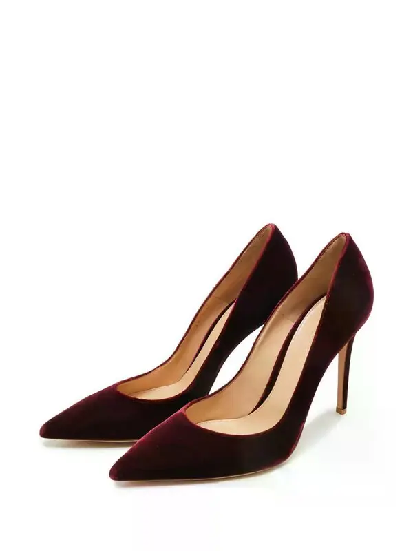GIANVITO ROSSI Velvet Pointed-toe Stiletto Pumps - Red