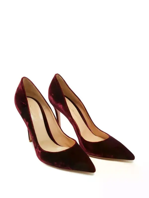 GIANVITO ROSSI Velvet Pointed-toe Stiletto Pumps - Red