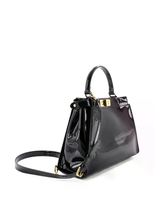Fendi Peekaboo Bag Patent Regular Satchel - Black
