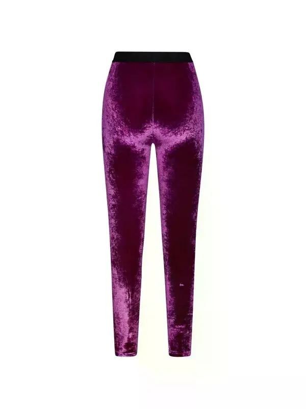 TOM FORD Logo-waistband Velvet-effect Leggings