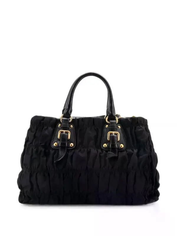 Prada Gaufre Convertible Leather And Tessuto Large Tote Bag